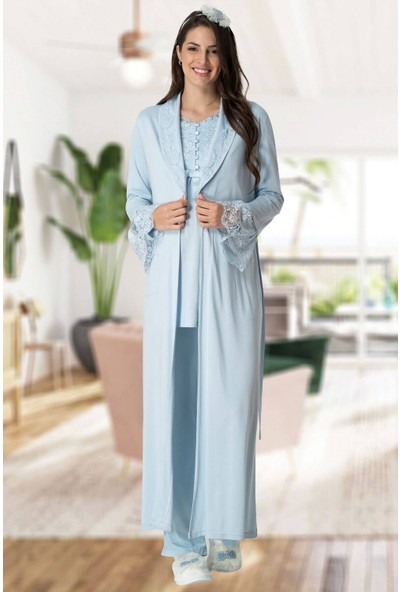 By Mecit Pijama Sabahlıklı Lohusa Pijama Takımı