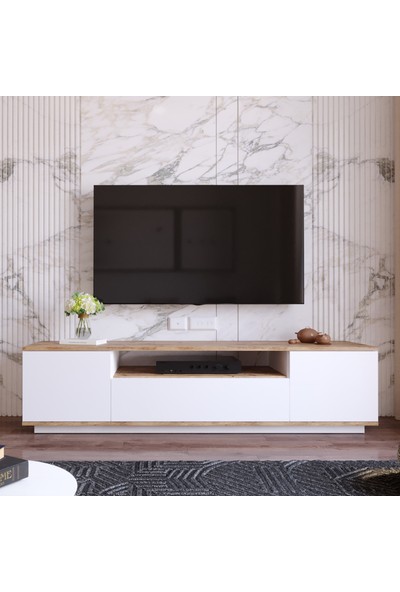 Robin Home Loft Tv Ünitesi Televizyon Sehpası Lf7 Çam - Beyeaz Robin Home Loft Tv Ünitesi Televizyon Sehpası Lf7 Çam - Beyeaz