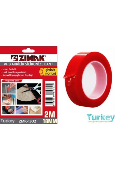 Zimak Akrilik Silikonize Çift Taraflı Bant Zimak Akrilik Silikonize Çift Taraflı Bant