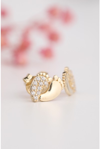 Kolyecik Bebek Ayak Izi Küpe