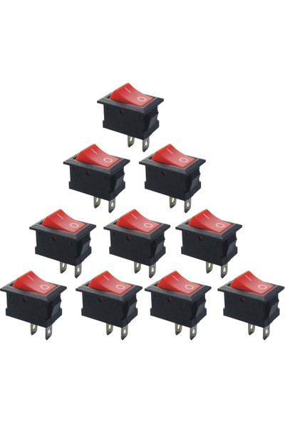 Emay Center 10 Adet - On-Off Anahtar Kırmızı, KCD1-101, Mini Aç Kapa Anahtar Emay Center 10 Adet - On-Off Anahtar Kırmızı, KCD1-101, Mini Aç Kapa Anahtar