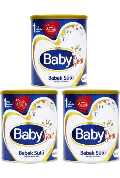 Baby Goat 1 Keçi Sütü Bazlı Bebek Sütü 400 gr - 3'lü Baby Goat 1 Keçi Sütü Bazlı Bebek Sütü 400 gr - 3'lü