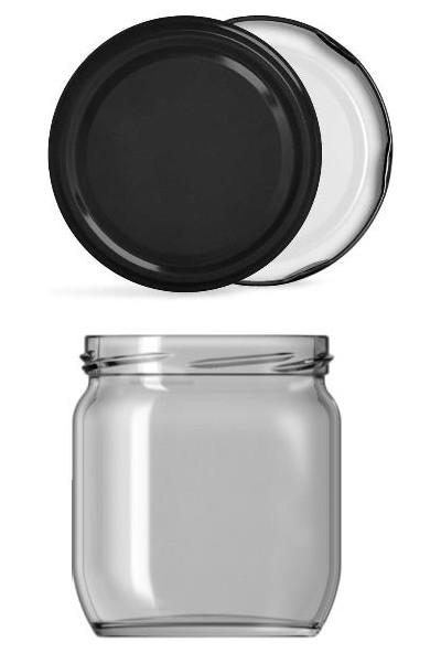 Paşabahçe Cam Kavanoz 425 cc Siyah Kapaklı 6 Adet Konserve