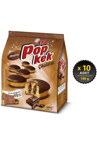 Eti Popkek Mini Çikolatalı 180 g x 10 Adet Eti Popkek Mini Çikolatalı 180 g x 10 Adet