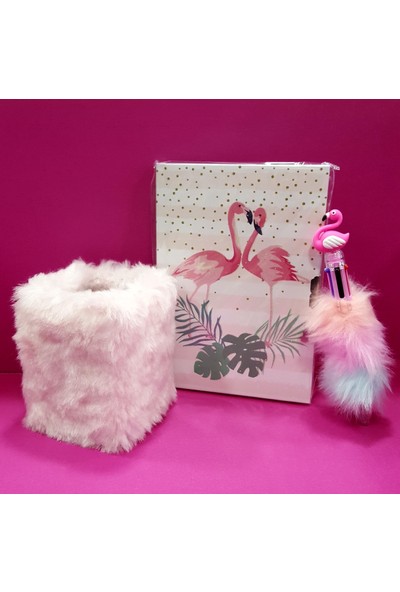Çınar Dizayn Flamingo Kilitli Hatıra ve Günlük Defteri + Tükenmez Kale + Kalemlik