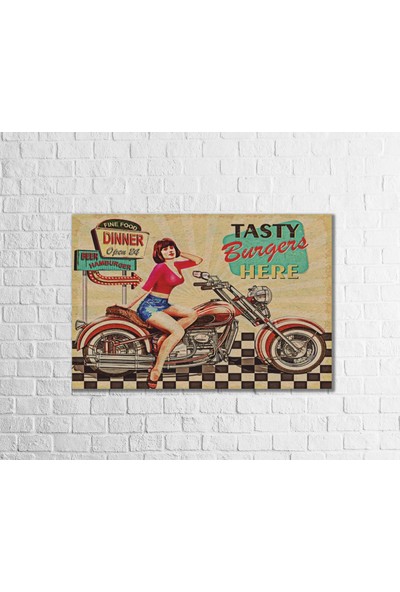 Fandomya Ahşap Poster Tasty Burger Here 12 x 17 cm + Çift Taraflı Bant Fandomya Ahşap Poster Tasty Burger Here 12 x 17 cm + Çift Taraflı Bant