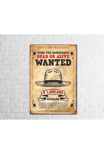 Fandomya Ahşap Poster Wanted 12 x 17 cm + Çift Taraflı Bant Fandomya Ahşap Poster Wanted 12 x 17 cm + Çift Taraflı Bant