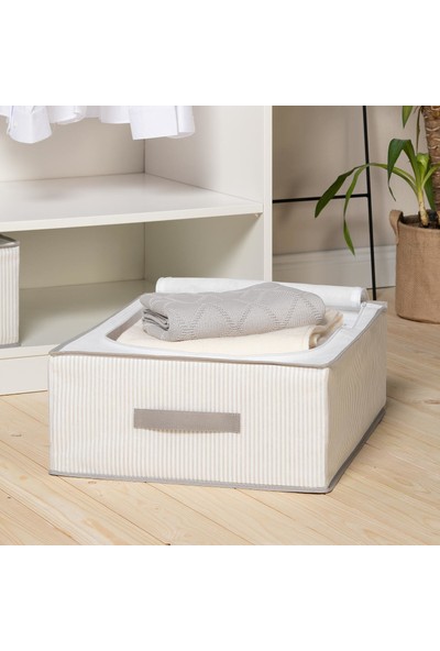 Ocean Home Küçük Boy Gri Çizgili Destekli Hurç 45X55X20