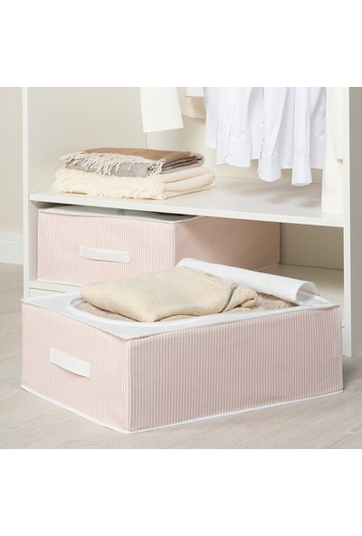 Ocean Home Pembe Çizgili Destekli Hurç 45X55X20 Ocean Home Pembe Çizgili Destekli Hurç 45X55X20