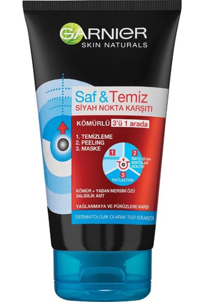 Garnier Saf & Temiz Siyah Nokta Karşıtı Kömürlü 3'ü 1 Arada 50 ml