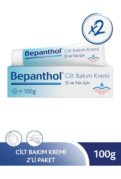 Bepanthol Cilt Bakım Kremi 100 gr 2li Paket l Tüm Cilt Tiplerine Uygun, El ve Yüz İçin Günlük Bakım Bepanthol Cilt Bakım Kremi 100 gr 2li Paket l Tüm Cilt Tiplerine Uygun, El ve Yüz İçin Günlük Bakım