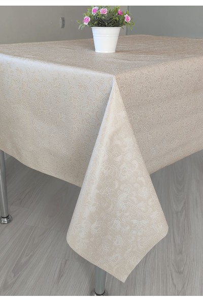 Yeşil Home Masa Örtüsü Muşamba Pvc Astarlı Krem