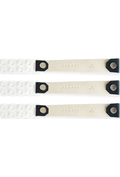 Alartı Deri Maske Tutucu Aparat, Iki Ucu Çıtçıtlı -3 Adet- Lacivert-Beyaz