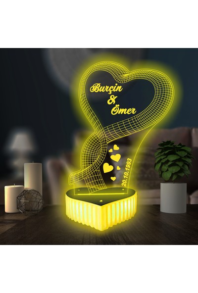 3D Hediye Dünyası 14 Şubat Sevgililer Günü Hediyesi 16 Renkli Masa Lambası