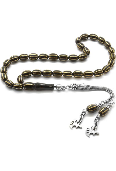 Co Cadeaux 925 Ayar Gümüş Balta Püsküllü Prinç 6lı Karpuz Yarma Arpa Kesim Rus Oltu Tesbih