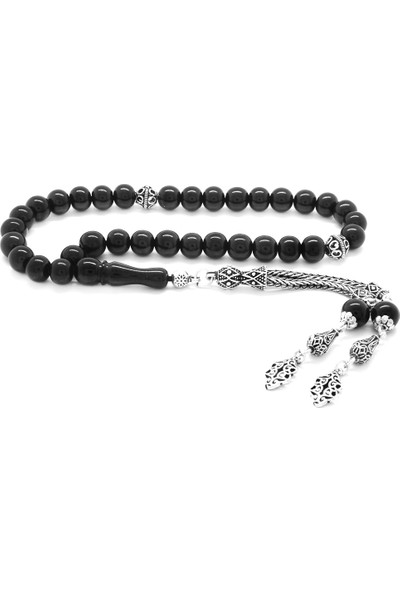 Co Cadeaux 925 Ayar Gümüş Çift Püsküllü Küre Kesim Rus Oltu Tesbih