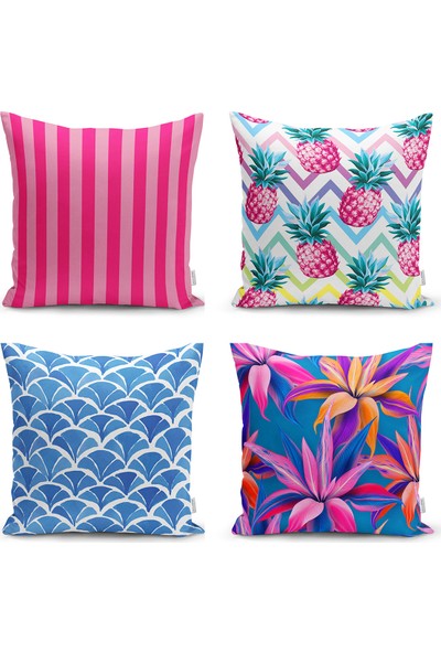 Real Homes Realhomes Dijital Baskılı Dekoratif 4'lü Yastık Kırlent Kılıfı Real Homes Realhomes Dijital Baskılı Dekoratif 4'lü Yastık Kırlent Kılıfı