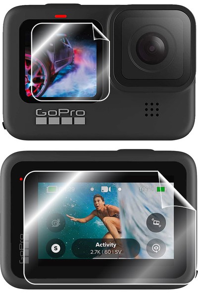 IPG Gopro Hero 10 - Hero 9 Black Aksiyon Kamera Ekran Koruyucusu (2 Adet Ön-1 Adet Arka)