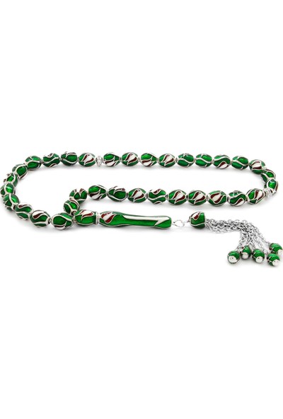 Co Cadeaux Lale Tasarım Yeşil Mineli Arpa Kesim 925 Ayar Gümüş Tesbih Co Cadeaux Lale Tasarım Yeşil Mineli Arpa Kesim 925 Ayar Gümüş Tesbih