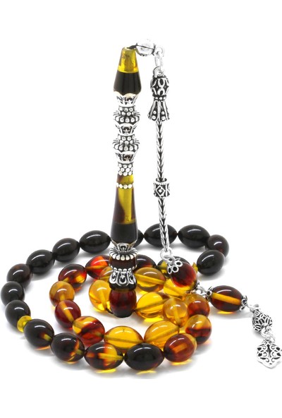 Co Cadeaux 925 Ayar Gümüş Püsküllü Gümüş Minare Nakkaş Imameli Süzme Bala-Siyah Ateş Kehribar Tesbih Co Cadeaux 925 Ayar Gümüş Püsküllü Gümüş Minare Nakkaş Imameli Süzme Bala-Siyah Ateş Kehribar Tesbih
