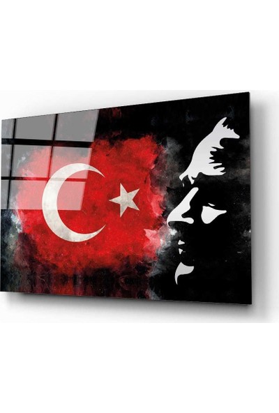 idealizbiz Ataturk Silüet 1 Cam Tablo