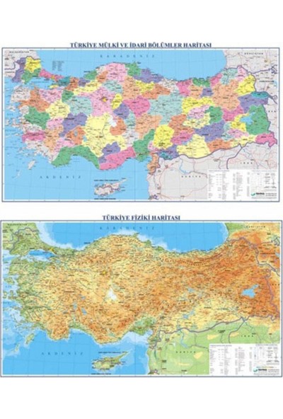 Gürbüz Harita Türkiye Fiziki + Siyasi Çift Taraflı 70 x 100 cm