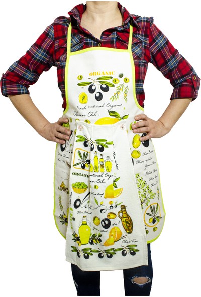 Ladynil Su Geçirmez Mutfak Önlüğü ve Mutfak Havlusu Seti