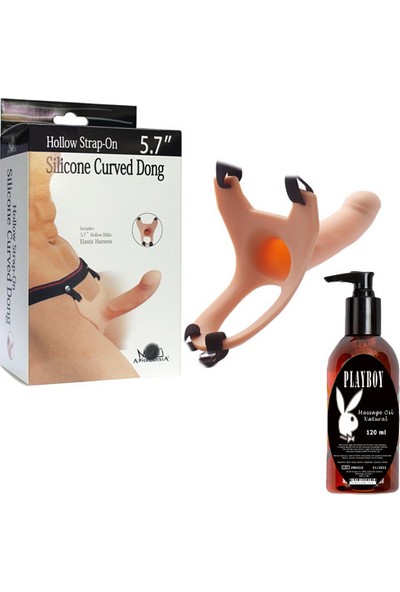 Loveshop Silicone Curved Dong 6.7'' Strapon ve Playboy Masaj Yağı