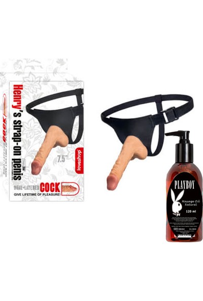 Loveshop Henry's Strap-On Penis ve Playboy Masaj Yağı Loveshop Henry's Strap-On Penis ve Playboy Masaj Yağı