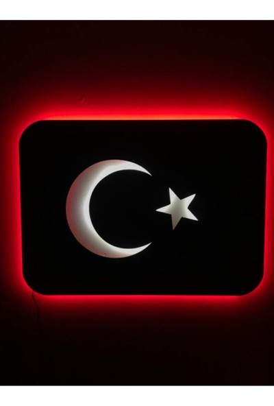Dekoraven Ay Yıldızlı Bayrak LED Işıklı Tablo Dekoraven Ay Yıldızlı Bayrak LED Işıklı Tablo