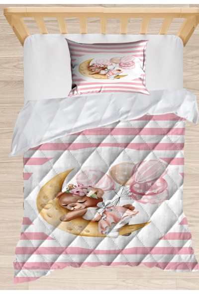 Else Halı Else Pembe Çizgili Uyuyan Ayıcık 3D Desenli Tek Kişilik Çocuk Yorgan Uyku Seti Else Halı Else Pembe Çizgili Uyuyan Ayıcık 3D Desenli Tek Kişilik Çocuk Yorgan Uyku Seti
