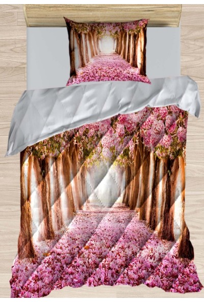 Else Halı Else Pembe Ağaç Yapraklı Aşk Yolu 3D Desenli Tek Kişilik Mikrofiber Yorgan Uyku Seti Else Halı Else Pembe Ağaç Yapraklı Aşk Yolu 3D Desenli Tek Kişilik Mikrofiber Yorgan Uyku Seti