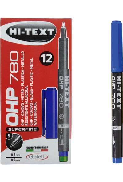 Hi-Text 780 S Asetat Kalemi 12'li Mavi Hi-Text 780 S Asetat Kalemi 12'li Mavi