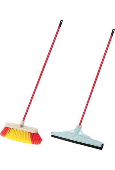 İhtiyaç Limanı Yer Fırçası Süpürgesi+Çekpas Yer Sileceği Çek Çek Saplı Temizlik Seti