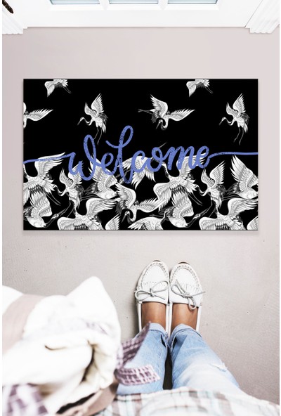 Buket Home Welcome Leylekler Dekoratif Kapı Önü Paspası Buket Home Welcome Leylekler Dekoratif Kapı Önü Paspası