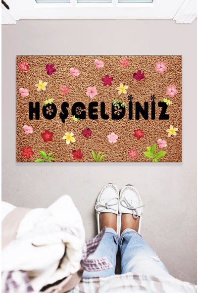 Buket Home Hoşgeldiniz Dekoratif Kapı Önü Paspas