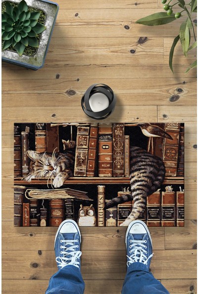 Buket Home Uyuyan Kedi Dekoratif Kapı Önü Paspası Buket Home Uyuyan Kedi Dekoratif Kapı Önü Paspası