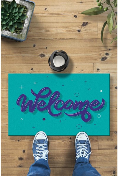 Buket Home Welcome Turkuaz Dekoratif Kapı Önü Paspası Buket Home Welcome Turkuaz Dekoratif Kapı Önü Paspası