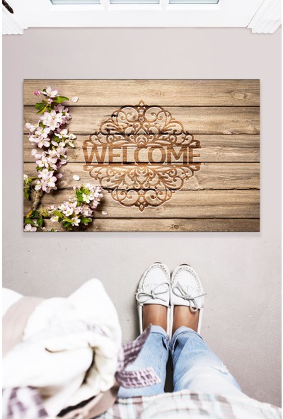 Buket Home Welcome Ahşap Desenli Dekoratif Kapı Önü Paspası Buket Home Welcome Ahşap Desenli Dekoratif Kapı Önü Paspası