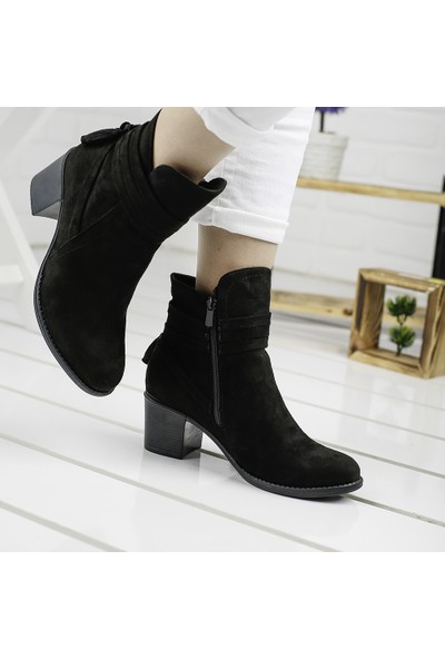 Ayka Trend 8422-832 Süet Siyah 6cm Topuk Kadın Bot Ayakkabı Ayka Trend 8422-832 Süet Siyah 6cm Topuk Kadın Bot Ayakkabı