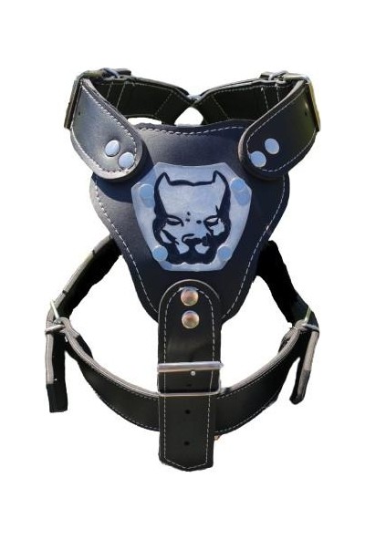 Endiket Deri Köpek Tasma Göğüs Tasması Büyük Boy Kangal Malaklı Gladyatör Siyah Renk