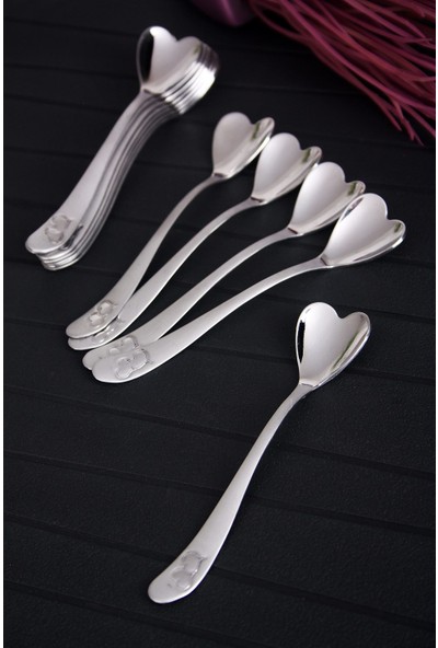 Kitchen Life 12'li Kalp Şekilli Çelik Çay Kaşığı