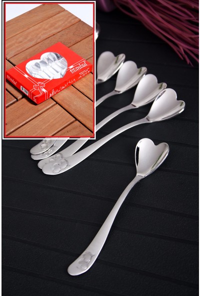 Kitchen Life Özel Hediye Kutulu 12'li Kalp Çay Kaşık Seti Kitchen Life Özel Hediye Kutulu 12'li Kalp Çay Kaşık Seti