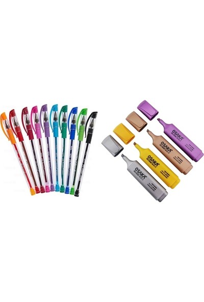 Faber-Castell 1425 Ailesi Tükenmez Kalem 10'lu + Osaka Metalik Fosforlu Kalem 4'lü Set Faber-Castell 1425 Ailesi Tükenmez Kalem 10'lu + Osaka Metalik Fosforlu Kalem 4'lü Set