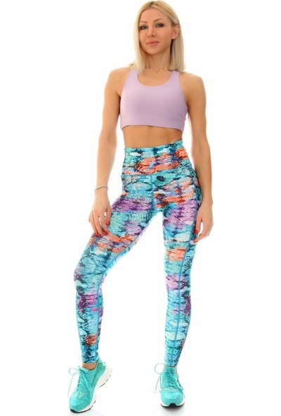 1001 Gym Yılan Desen Cepli Ekstra Yüksek Bel Tayt