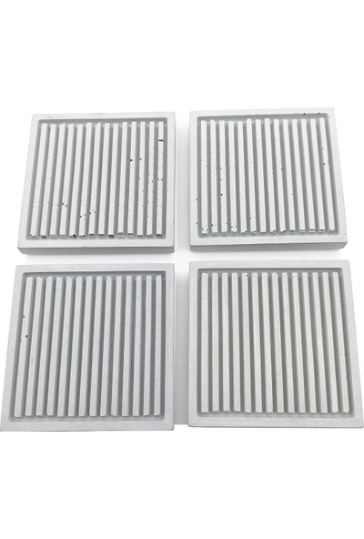 Bubigo Beton Bardak Altlığı | Kare Çizgili | 4'lü Bubigo Beton Bardak Altlığı | Kare Çizgili | 4'lü