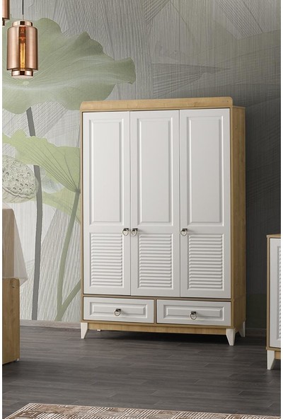 Aymini Esla 3 Kapılı 2 Çekmeceli Gardırop