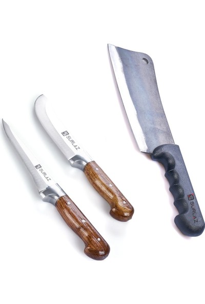 SürLaz Kasap Bıçak Seti Kurban Seti Kemik Kırıcı Satır 3'lü Set SürLaz Kasap Bıçak Seti Kurban Seti Kemik Kırıcı Satır 3'lü Set