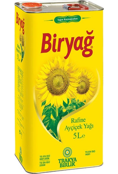 Biryağ Ayçiçek Yağı 5 lt Teneke Biryağ Ayçiçek Yağı 5 lt Teneke