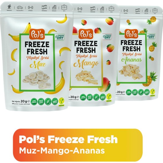 Pol's Freeze Fresh Tropikal Seri Ananas 20 G, Mango 20 G, Fiyatı